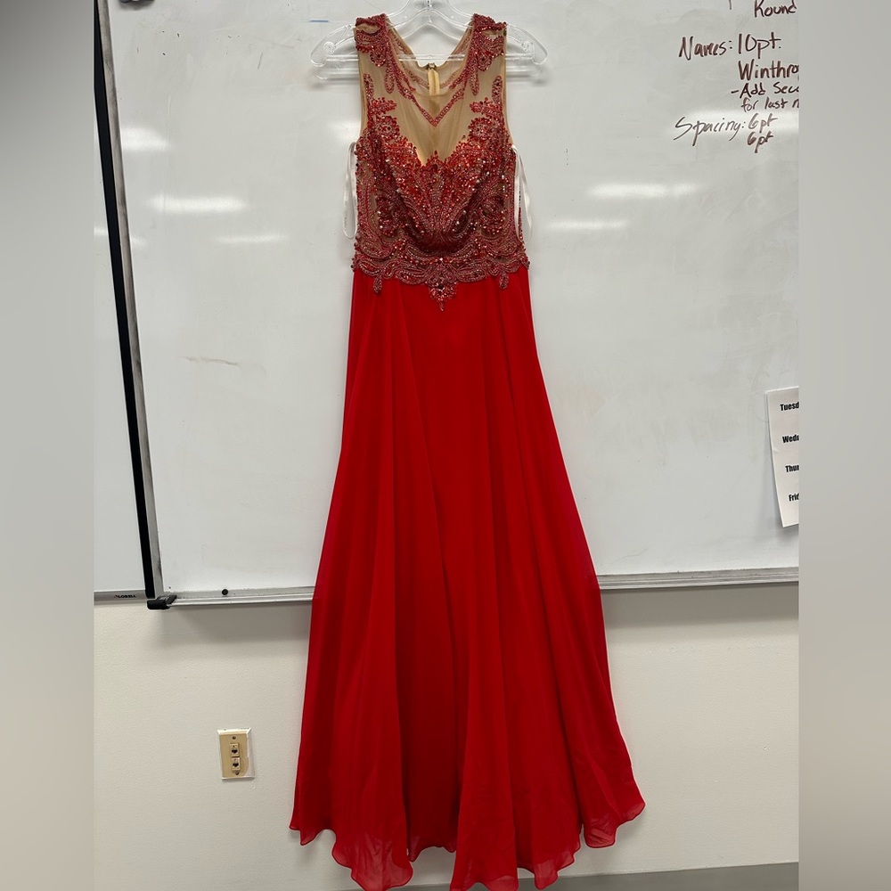 Red Flowy Formal Gown - Gem